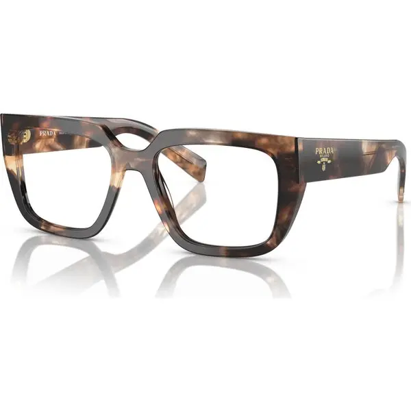 Prada 52mm Irregular Optical Glasses - Brown