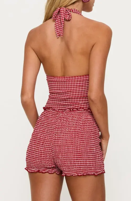 Princess Polly Whimsy Gingham Halter Top - Red Gingham