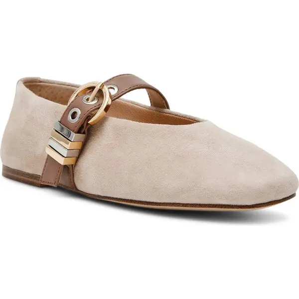 Steve Madden Lucia Mary Jane Flat - Taupe Suede