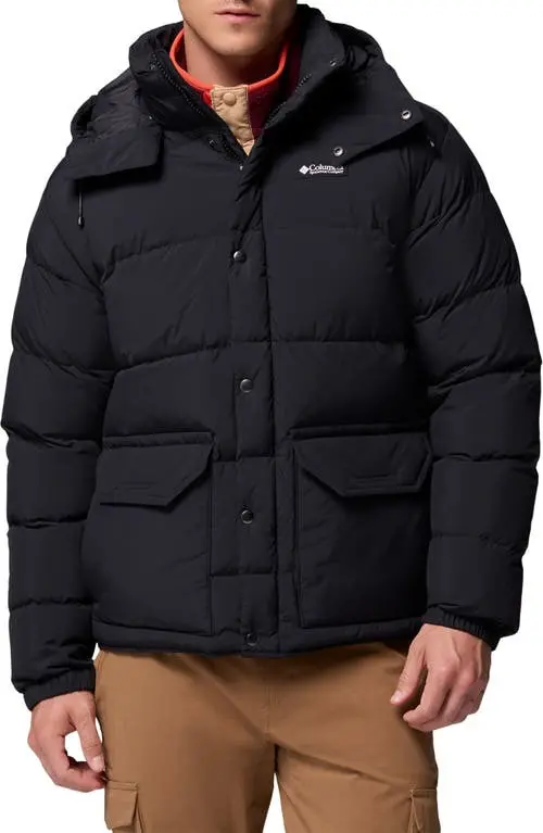Columbia Wallowa Water Repellent Down Puffer Jacket With Removable Hood - Black