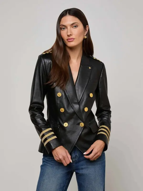 L'Agence Kenzie Leather Blazer