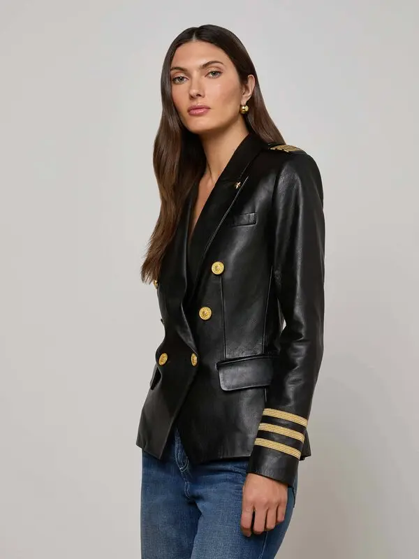 L'Agence Kenzie Leather Blazer