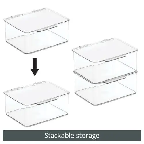 MDESIGN Plastic Playroom/gaming Storage Organizer Box, Hinge Lid