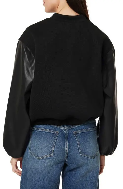 Habitual Faux Leather Sleeve Bomber