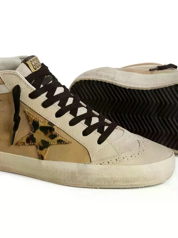 GOLDEN GOOSE Mid Star Leopard-print Sneakers - Neutrals