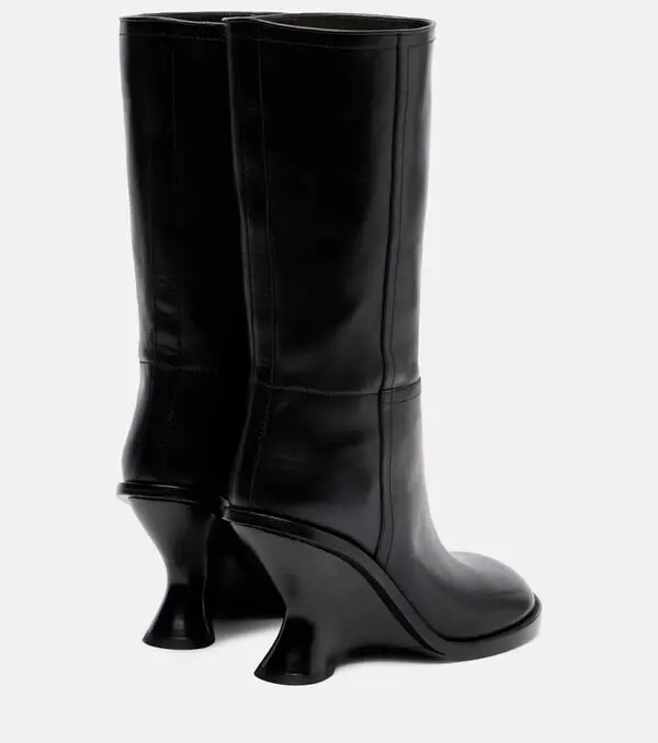 Dries Van Noten 95 Leather Wedge Knee-high Boots