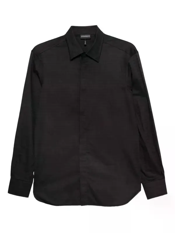 Emporio Armani Cotton Long-sleeve Shirt - Black