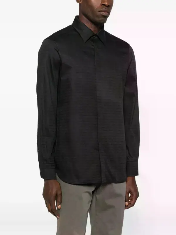 Emporio Armani Cotton Long-sleeve Shirt - Black