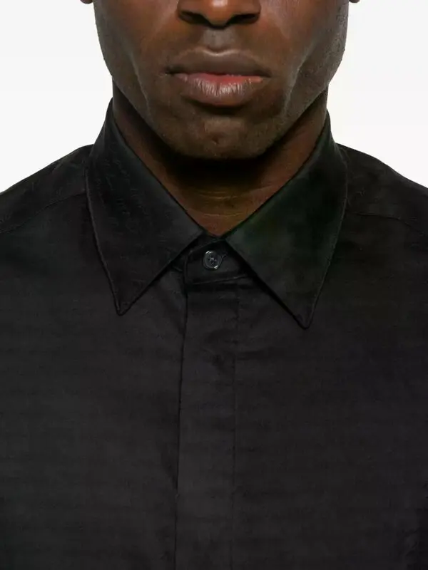 Emporio Armani Cotton Long-sleeve Shirt - Black