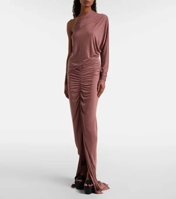 Rick Owens Poppy Ls Ruched Jersey Maxi Skirt - Pink
