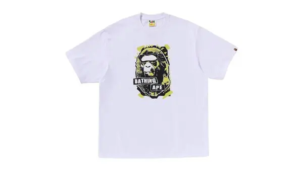 A BATHING APE Graffiti Ape Head Relaxed Fit Tee Shirt - White