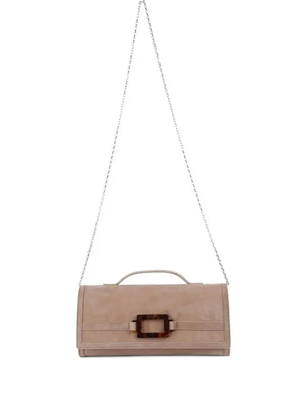 ROGER VIVIER Belle Vivier Leather Clutch - Brown