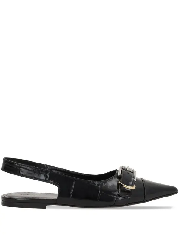 Givenchy Voyou Leather Slingback Ballerinas - Black