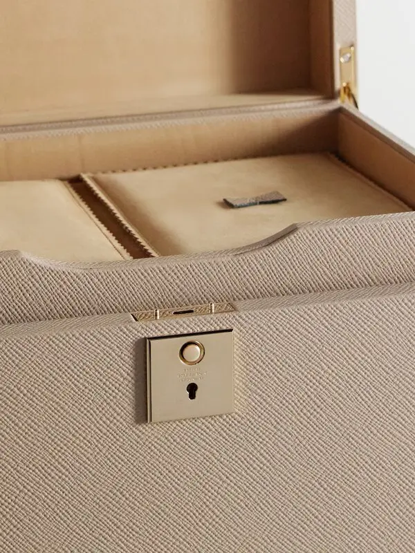 Smythson Deluxe Panama Textured-leather Jewelry Box - Neutrals