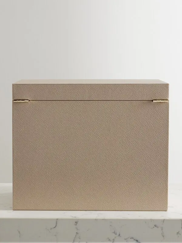 Smythson Deluxe Panama Textured-leather Jewelry Box - Neutrals