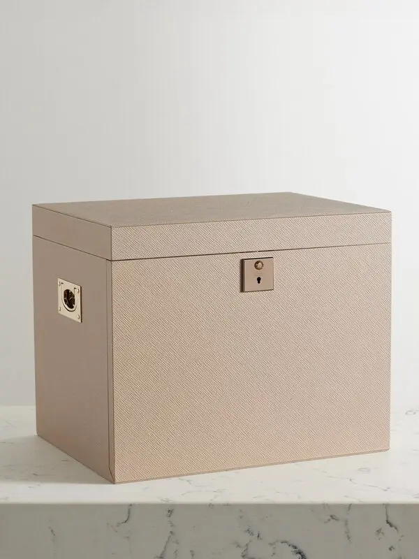 Smythson Deluxe Panama Textured-leather Jewelry Box - Neutrals
