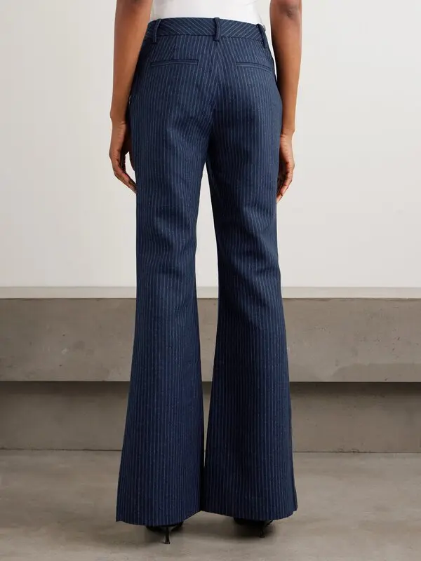 Cara Cara Tristan Pinstriped Wool-blend Flared Pants - Blue