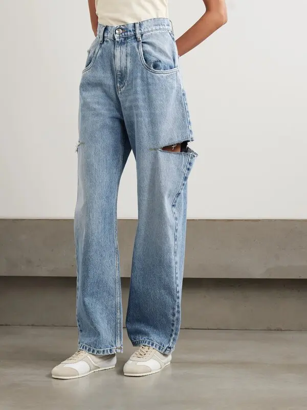 MAISON MARGIELA Cutout High-rise Wide-leg Jeans - Blue