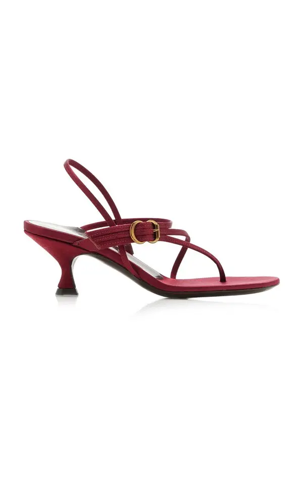 HERBERT LEVINE Starry-eyed Satin Slingback Sandals - Burgundy