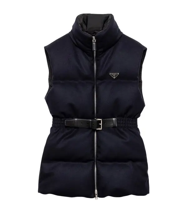 Prada Wool Loden Down Gilet - Blue