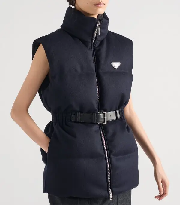 Prada Wool Loden Down Gilet - Blue