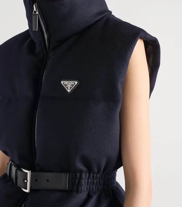 Prada Wool Loden Down Gilet - Blue