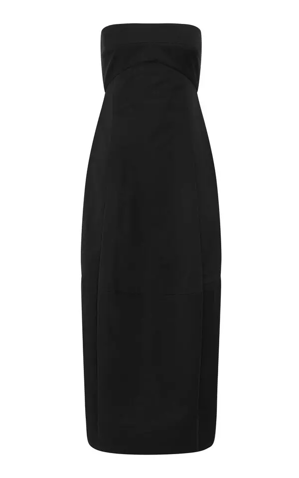 ST. AGNI Cocoon Canvas Strapless Midi Dress - Black