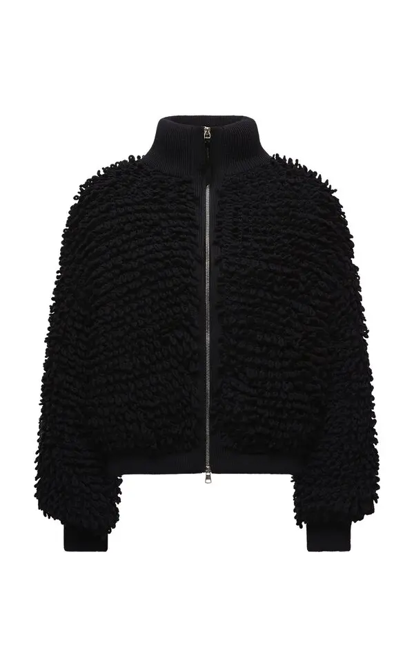 Moncler X Ee72 Edward Enninful Wool-blend Down Cardigan - Black