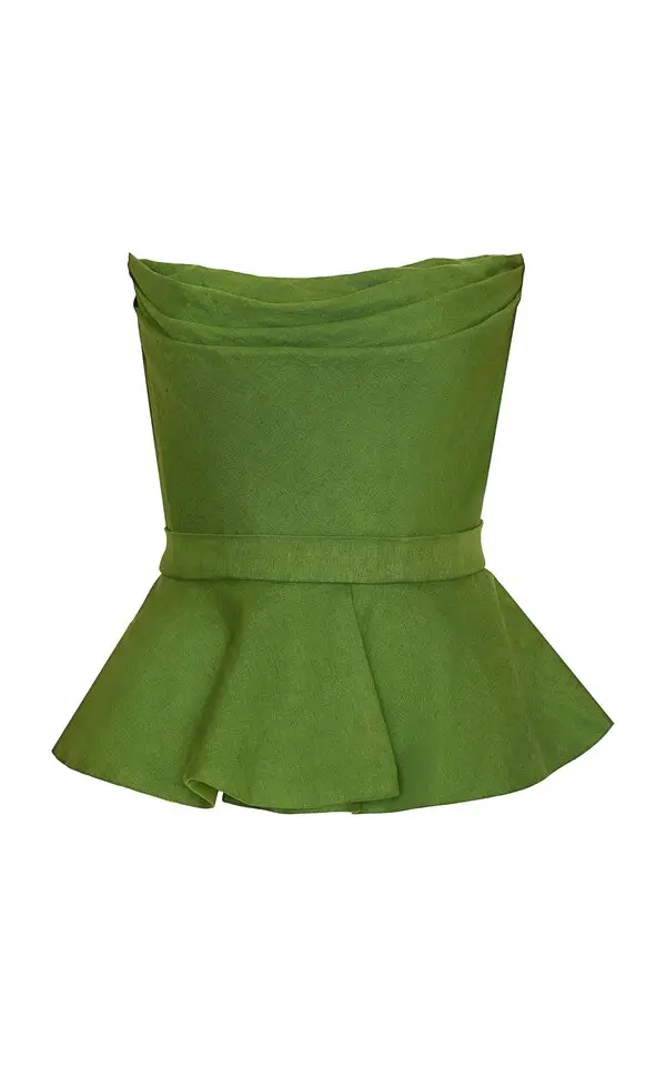 ANDRES OTALORA Oliva Profundo Linen Top - Green
