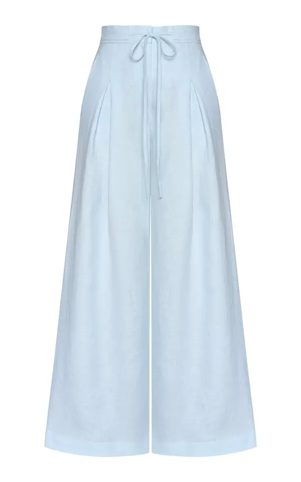 ANDRES OTALORA Mi Diario Wide-leg Linen Pants - Light Blue