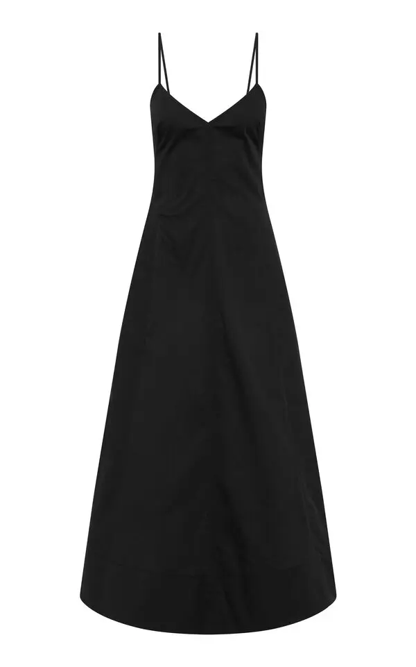 ST. AGNI Structured Cotton Midi Dress - Black