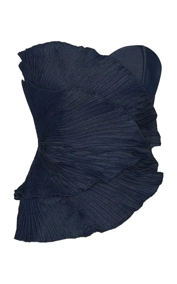 ANDRES OTALORA Mediterranea Pleated Top - Navy