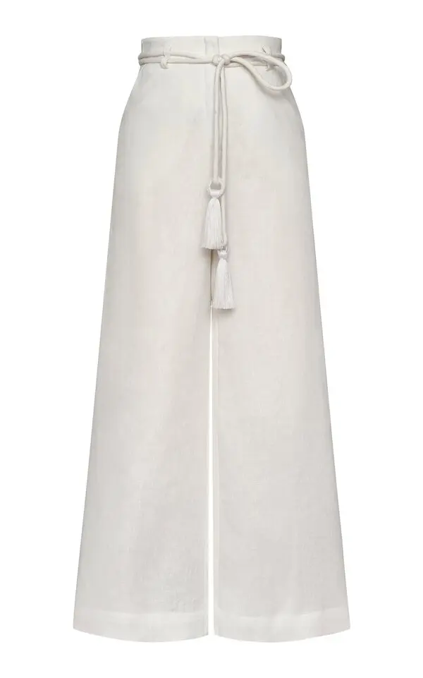 ANDRES OTALORA Gozo Wide-leg Linen Trousers - Off-white