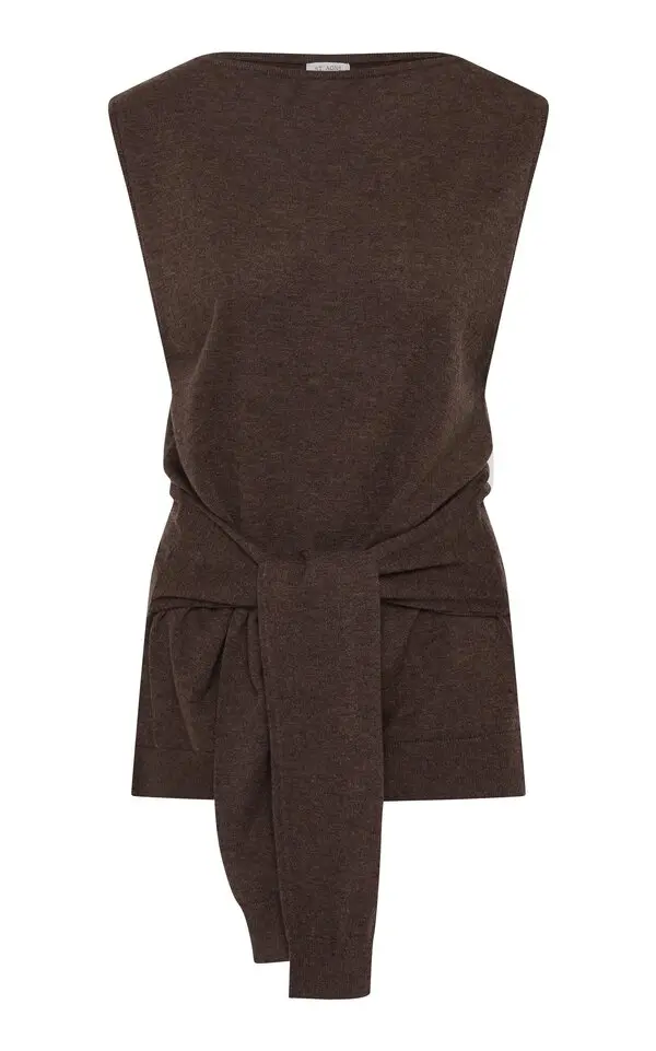 ST. AGNI Sleeveless Tie-waist Wool Top - Brown