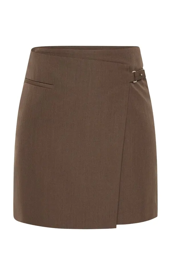 ST. AGNI Silk-canvas Mini Skirt - Brown