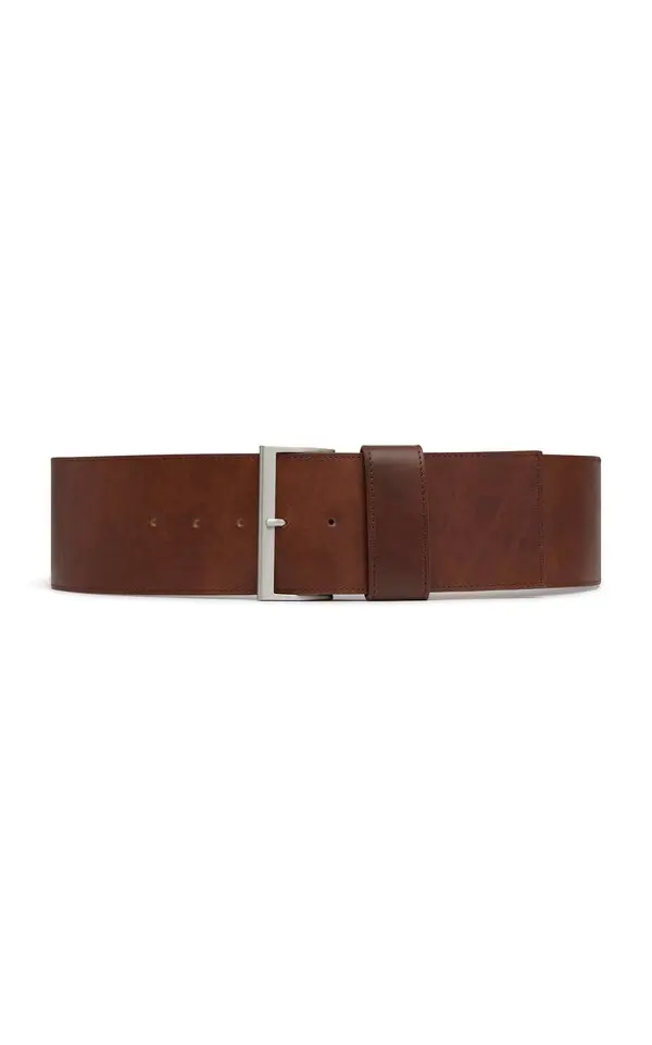 ST. AGNI Wide Leather Belt - Brown