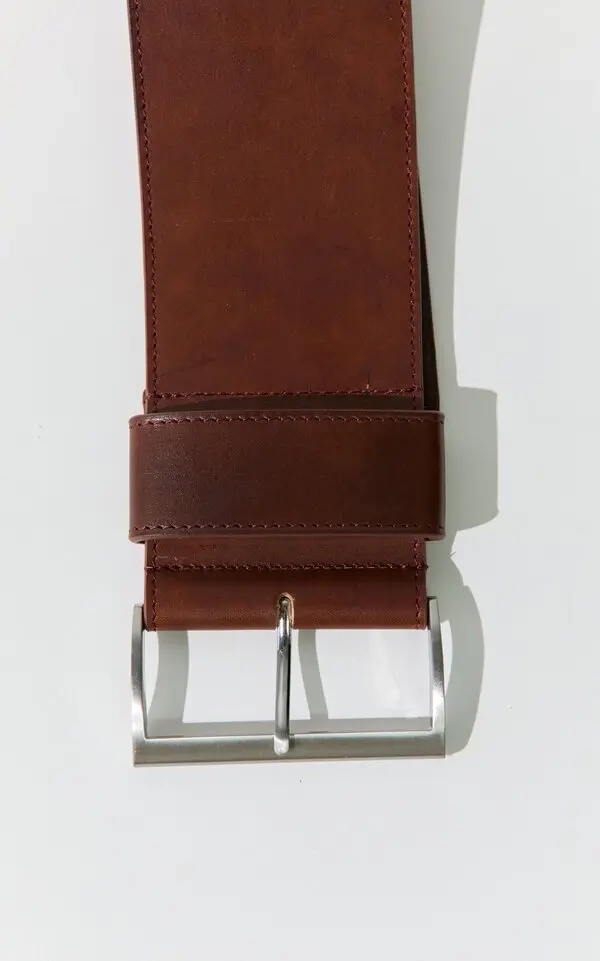 ST. AGNI Wide Leather Belt - Brown