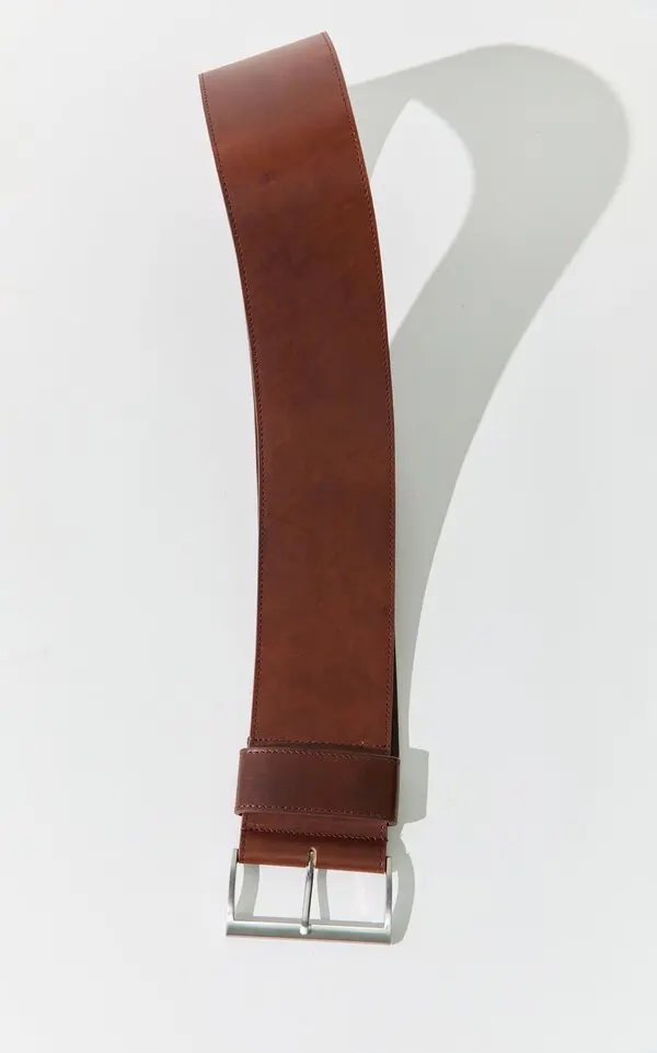 ST. AGNI Wide Leather Belt - Brown