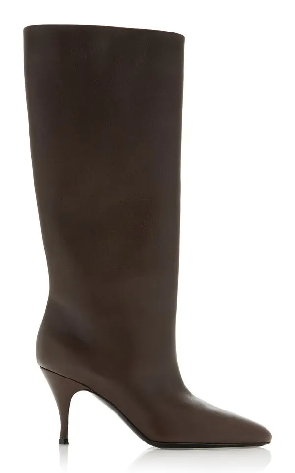 HERBERT LEVINE Leather Knee High Boots - Brown