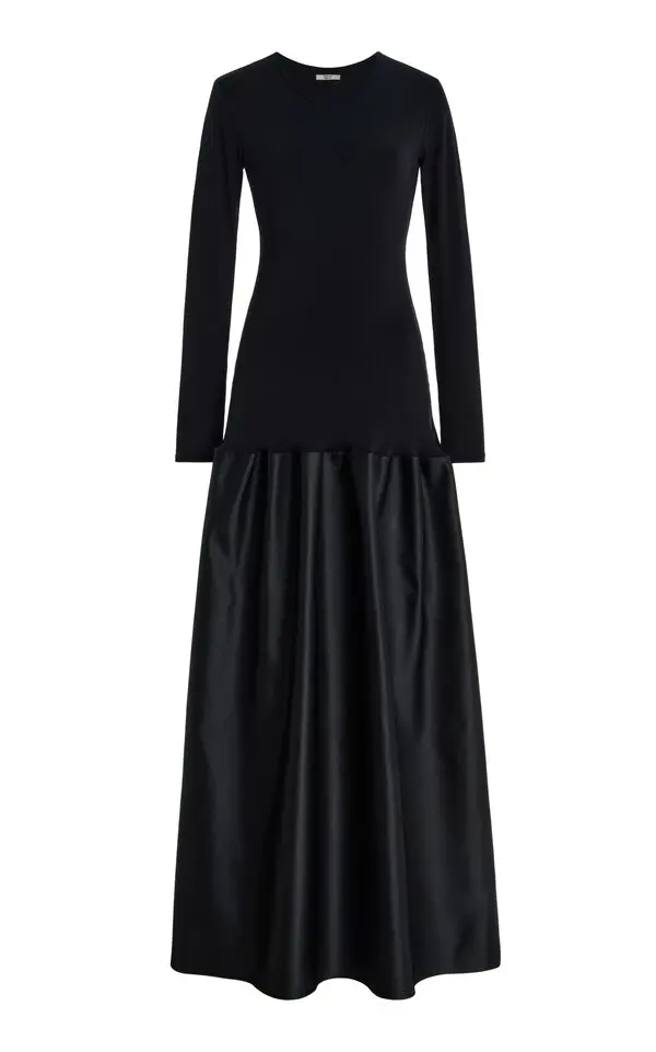 FFORME Catrin Flared Satin Dress - Black