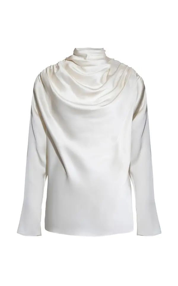KALLMEYER Tabitha Draped Satin Blouse - Ivory