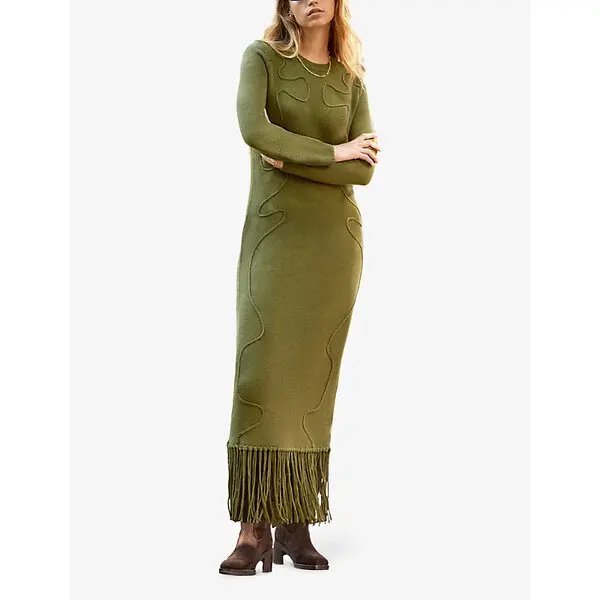RO&ZO Appliquéd Knitted Midi Dress