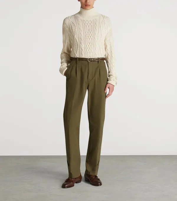 Dunhill Cotton-silk Aran Cable Knit Sweater
