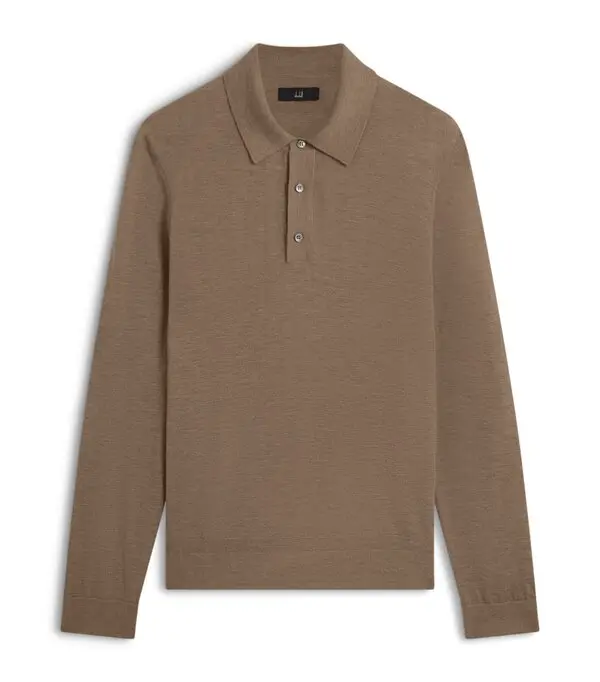 Dunhill Superfine Cashmere Long-sleeve Polo Shirt - Neutral