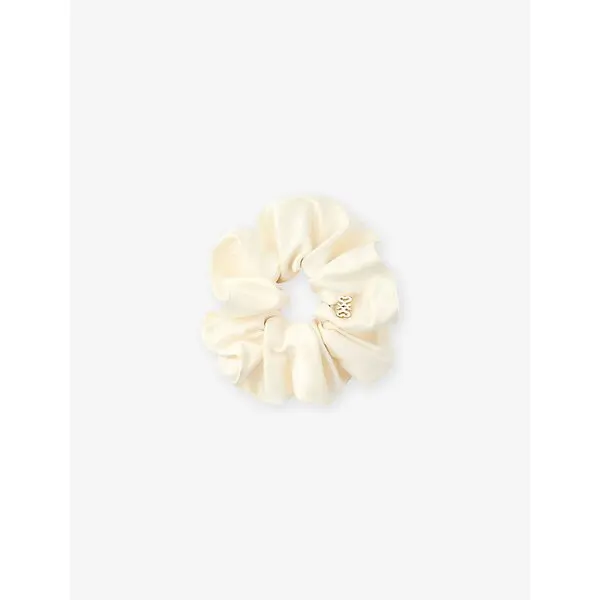 Sandro Logo-embellished Satin Scrunchie - Ecru