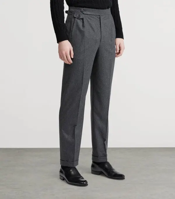 Dunhill Wool-cashmere Flannel Pleated Trousers