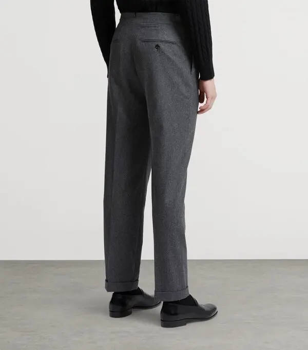 Dunhill Wool-cashmere Flannel Pleated Trousers