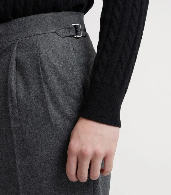 Dunhill Wool-cashmere Flannel Pleated Trousers
