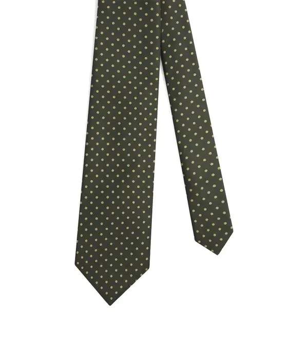Dunhill Mulberry Silk Polka Dot Neck Tie - Green