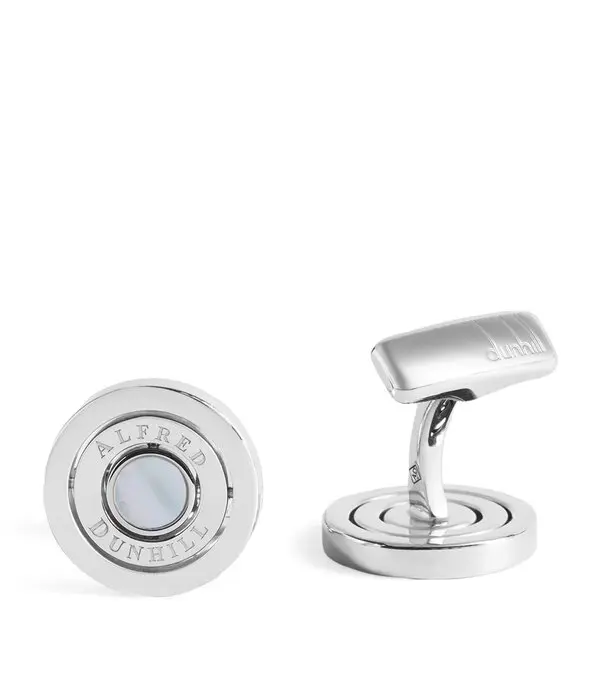 Dunhill Sterling -mother Of Pearl Gyro Cufflinks - Silver
